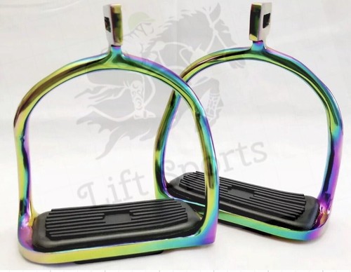 4.75 Horse Riding English Safety Stirrups Stainles Steel Iron Rainbow ...