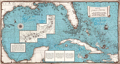 Sunken Treasure Map - Florida, Bahamas, Gulf of Mexico. 1 Map + 1 Index ...