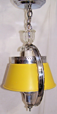 Metal Swag Ceiling Light Yellow, Chrome, Milk Glass Hallway light 9 ...