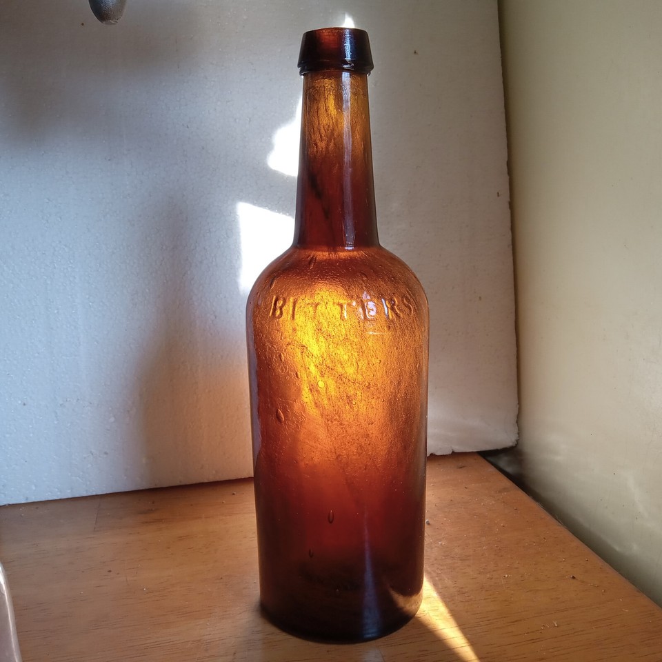 IRON PONTIL DR.GREEN'S POLEISH BITTERS SCARCE 1850s AMBER CYLINDER ...