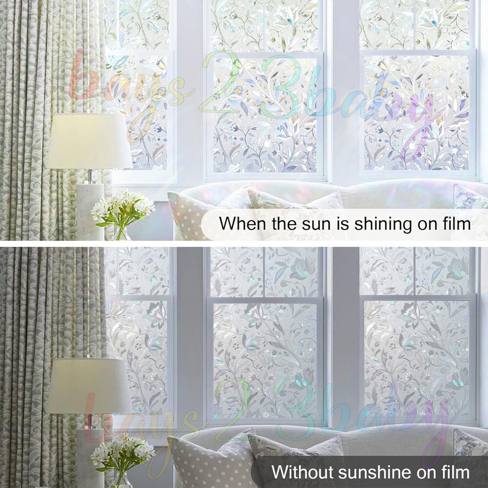 Rainbow Frosted Window Film Stained Cling Static Etched Glass Sticker ...