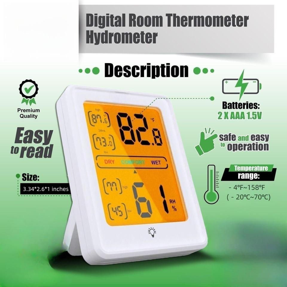 Digital LCD Indoor Thermometer Hygrometer Room Humidity Meter Magnetic ...