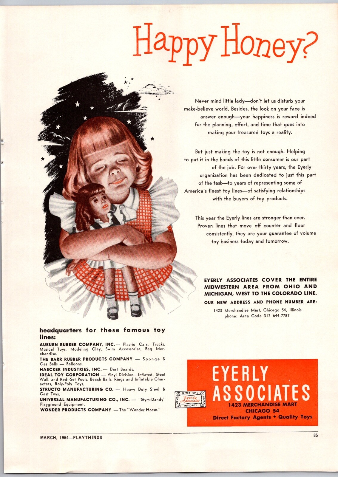 1964 Eyerly Associates Vintage Toy Ad Sales Agents Auburn Rubber Ideal ...
