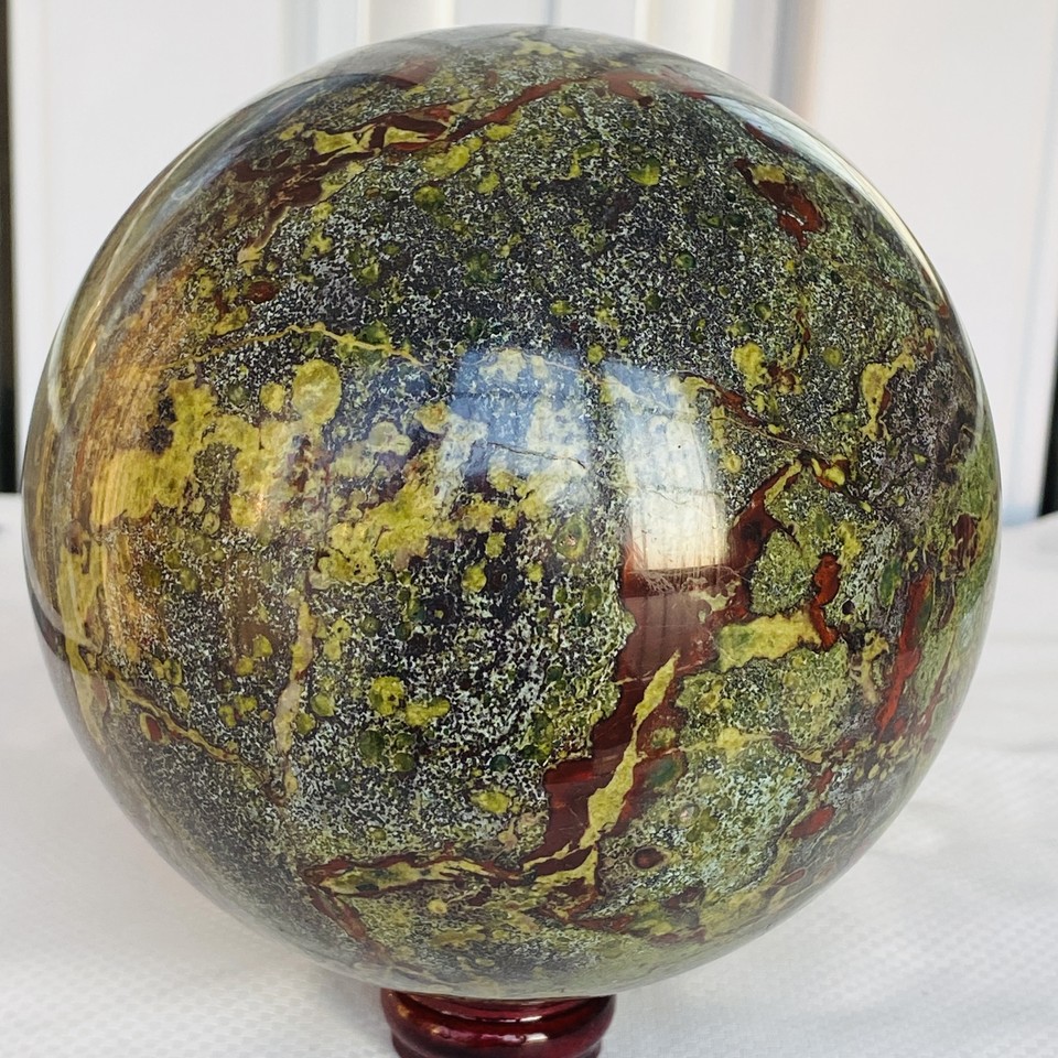 Natural dragon blood stone quartz sphere crystal ball reiki healing ...