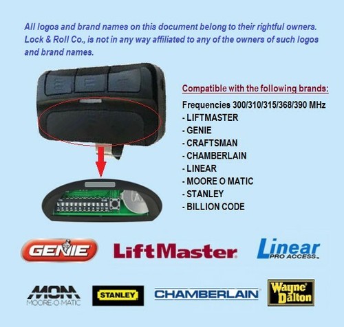 LIFTMASTER & GENIE Universal Remote Control Garage Door Opener 375UT ...