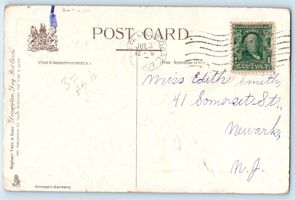 1907 Decoration Day Gar Civil War Eagle And Flags The Clustered Stars ...