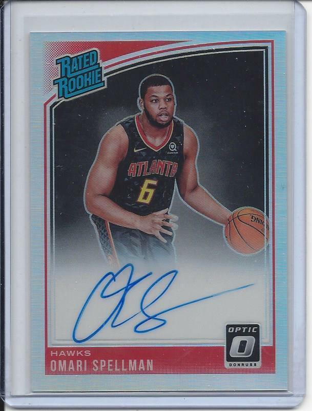 OMARI SPELLMAN 2018-19 DONRUSS OPTIC SILVER HOLO RATED ROOKIE ON CARD ...