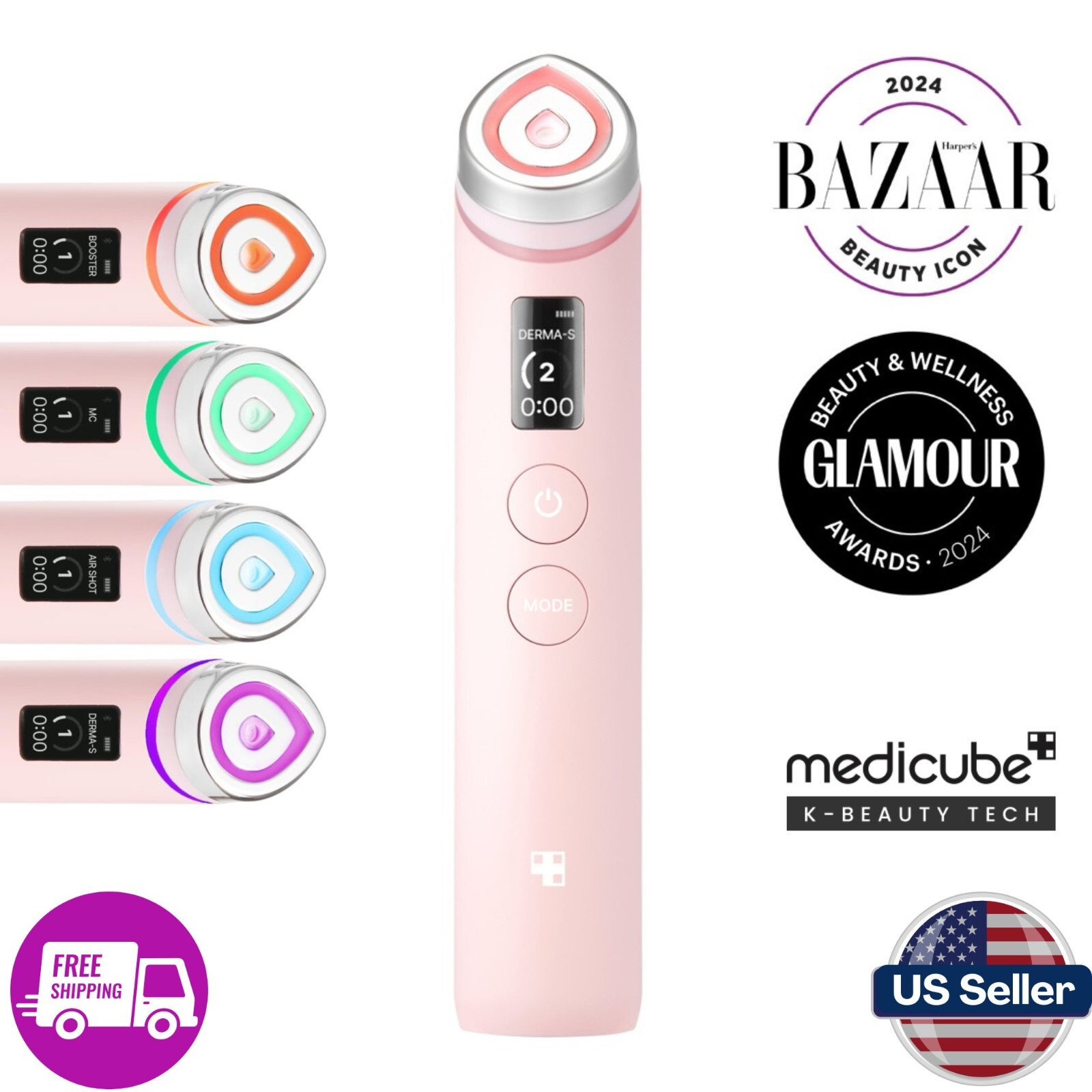 Medicube Age-R Booster Pro 6-in-1 Real Glass Glow Device Pink Color | eBay