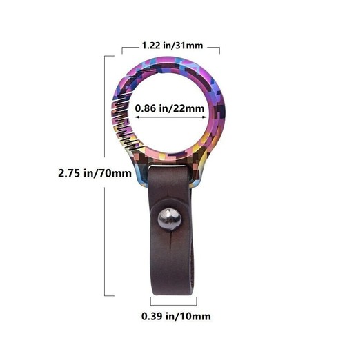 EDC Titanium Alloy + Leather Colorful Keychain Portable Carabiner Ring ...