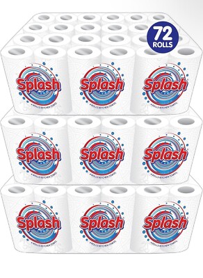72 KITCHEN ROLLS Splash 2-Ply TOWEL Quilted Strong Super Absorbent ...