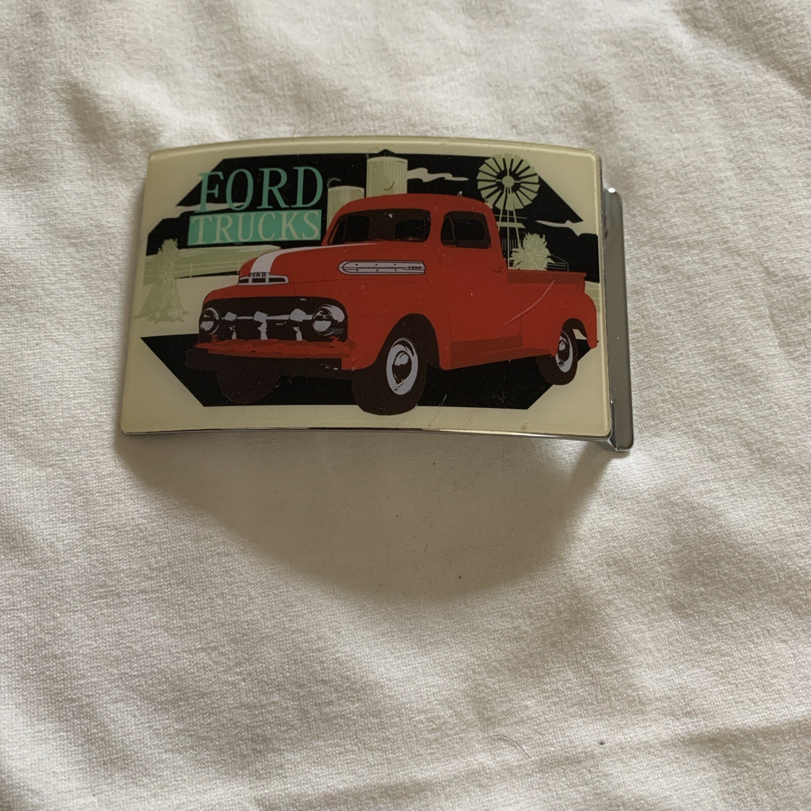 vintage Official Licensed Red FORD TRUCKS BELT BUCKLE - Gem