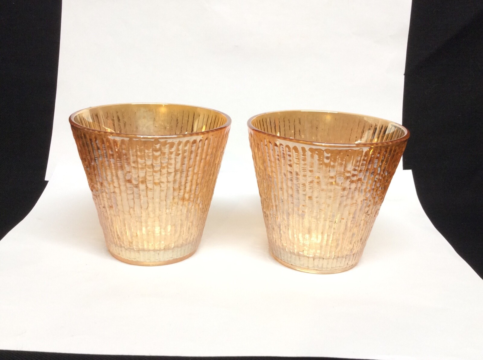 Pair Vintage Jeanette Tree Bark Highball Glasses Carnival Iridescent 3 ...