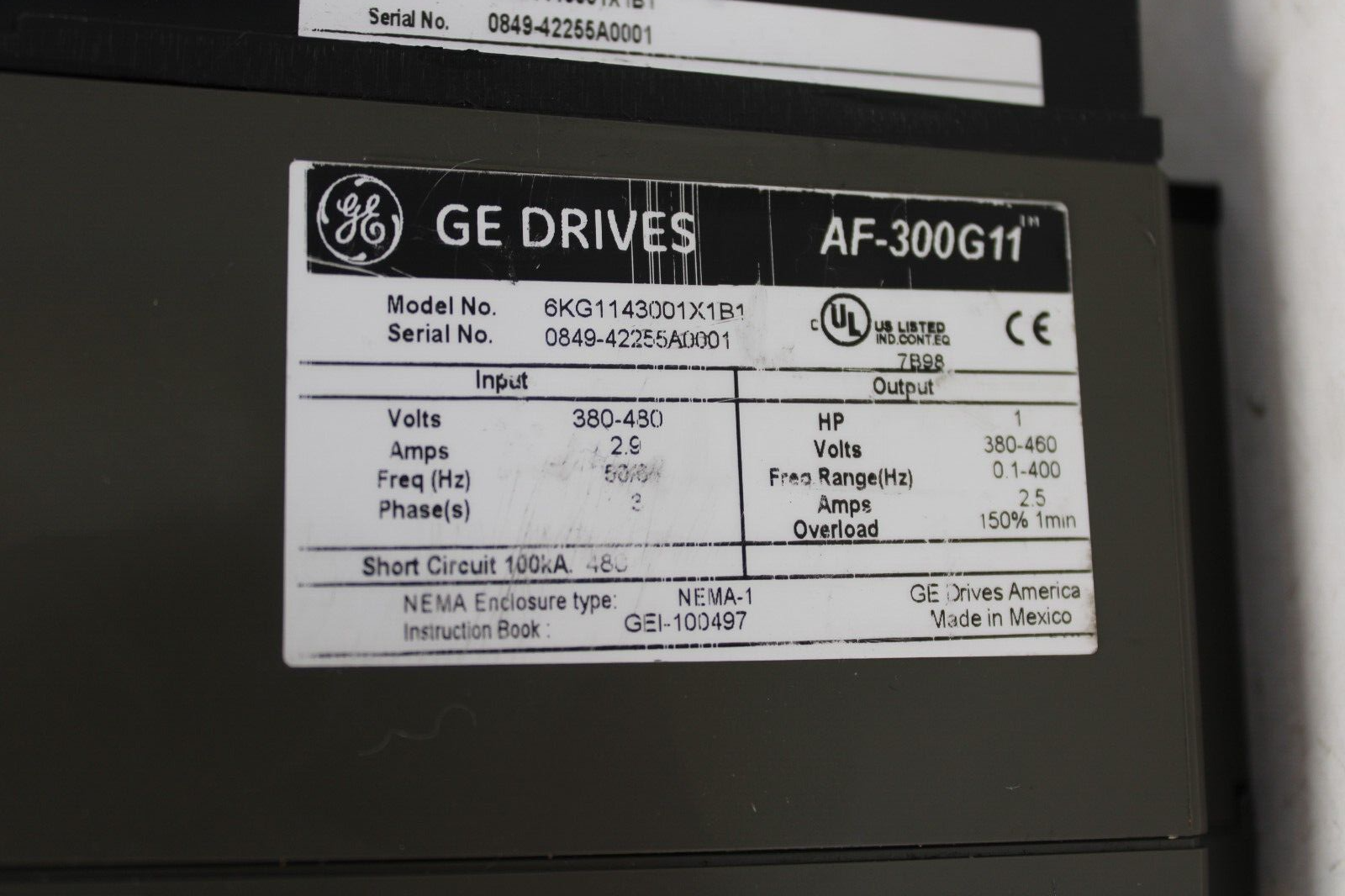 GE 6KG1143001X1B1 AF-300G11 1HP Variable Frequency Drive | eBay