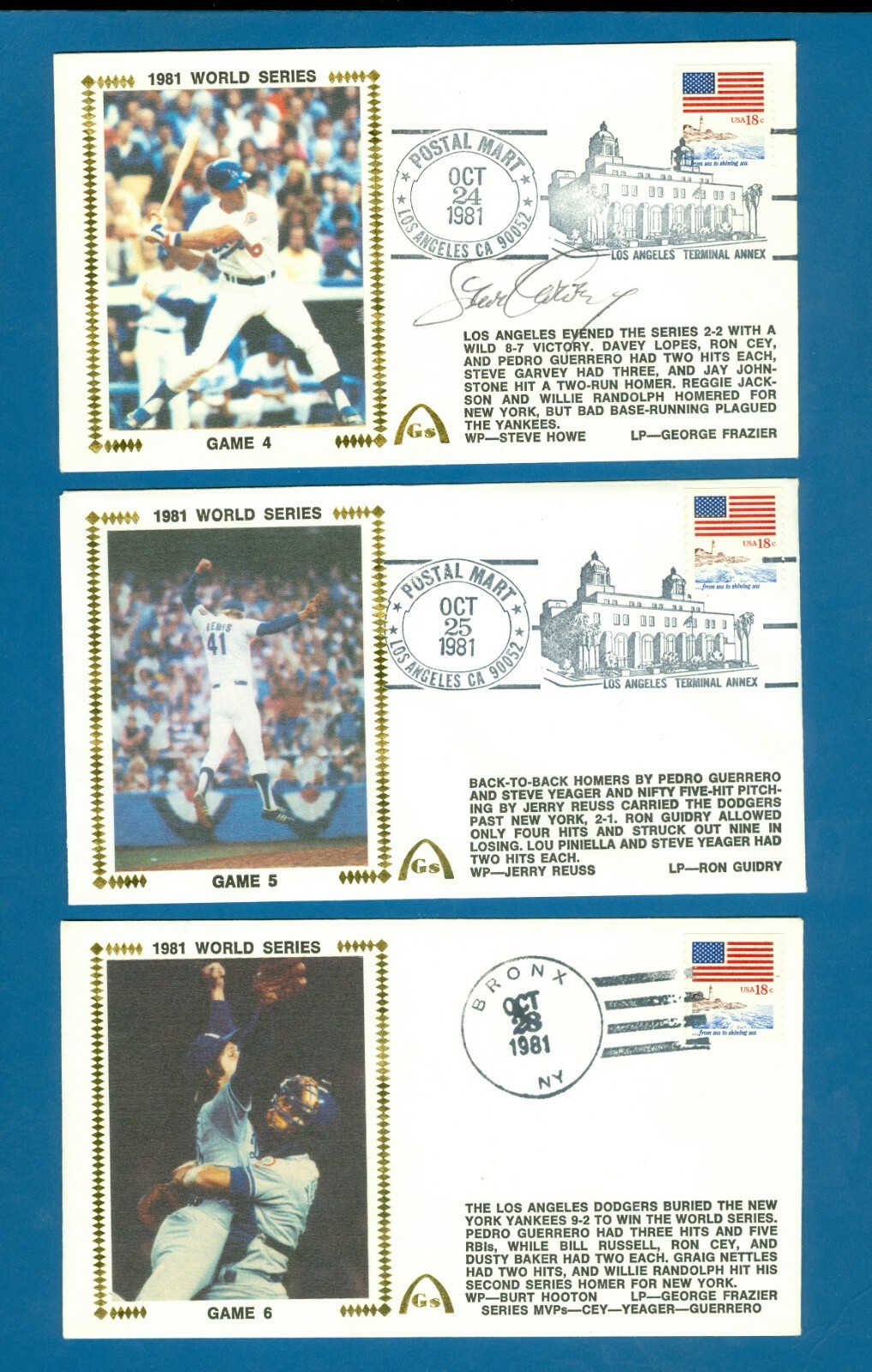 1981 GATEWAY STAMP WORLD SERIES SET OF 6 CACHET R. Jackson,Gossage ...