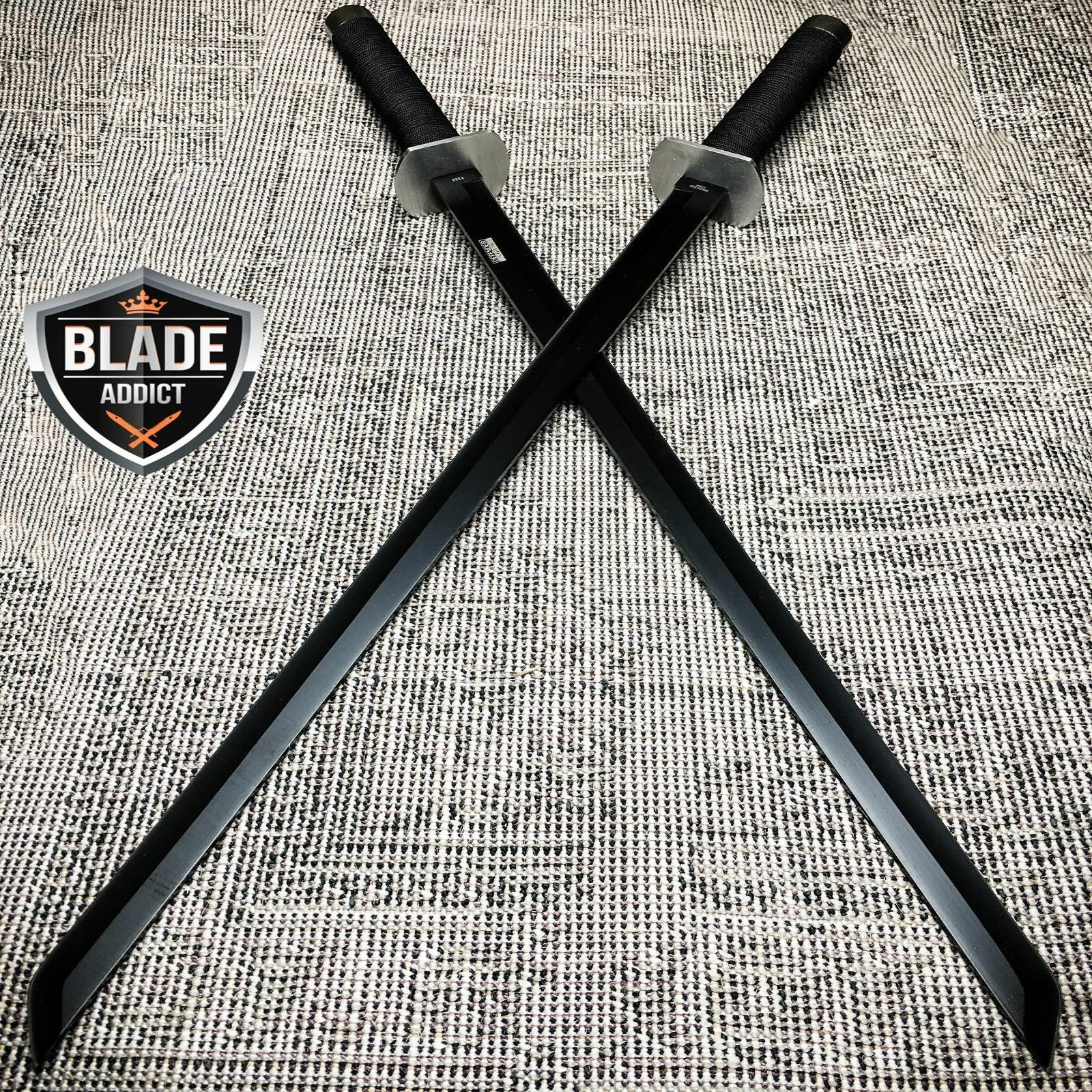 2 PC Large Dual 26" Ninja Samurai Twin Tanto Blade Sword Set Machete ...