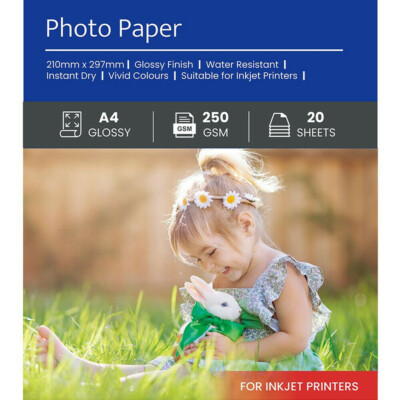 20-100 Sheets Glossy Photo Paper A4 Size 250GSM Cast Coated for Inkjet ...