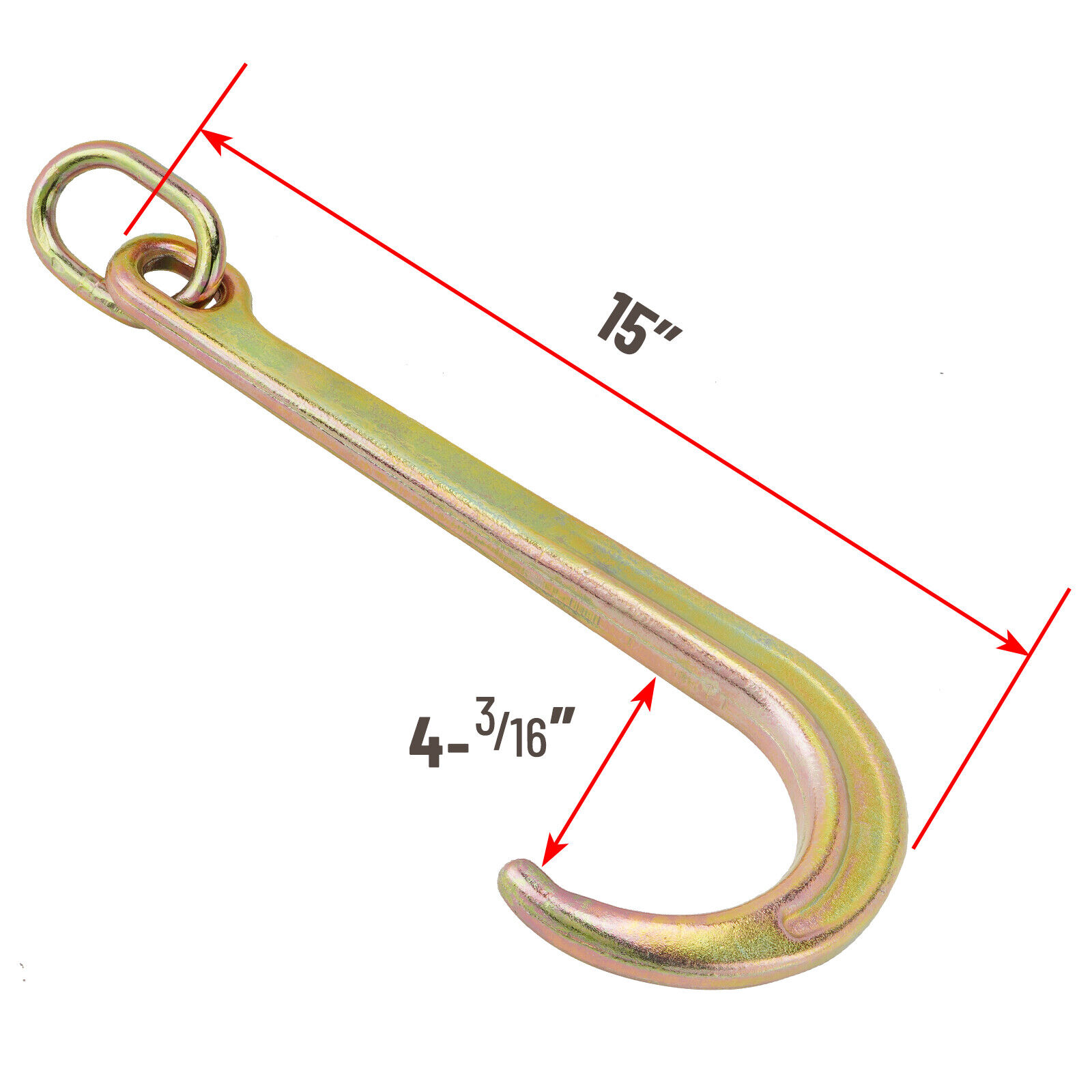 (2)15" Inch J Hook with Chain Link Tow Axle Strap Wrecker Clevis WLL ...