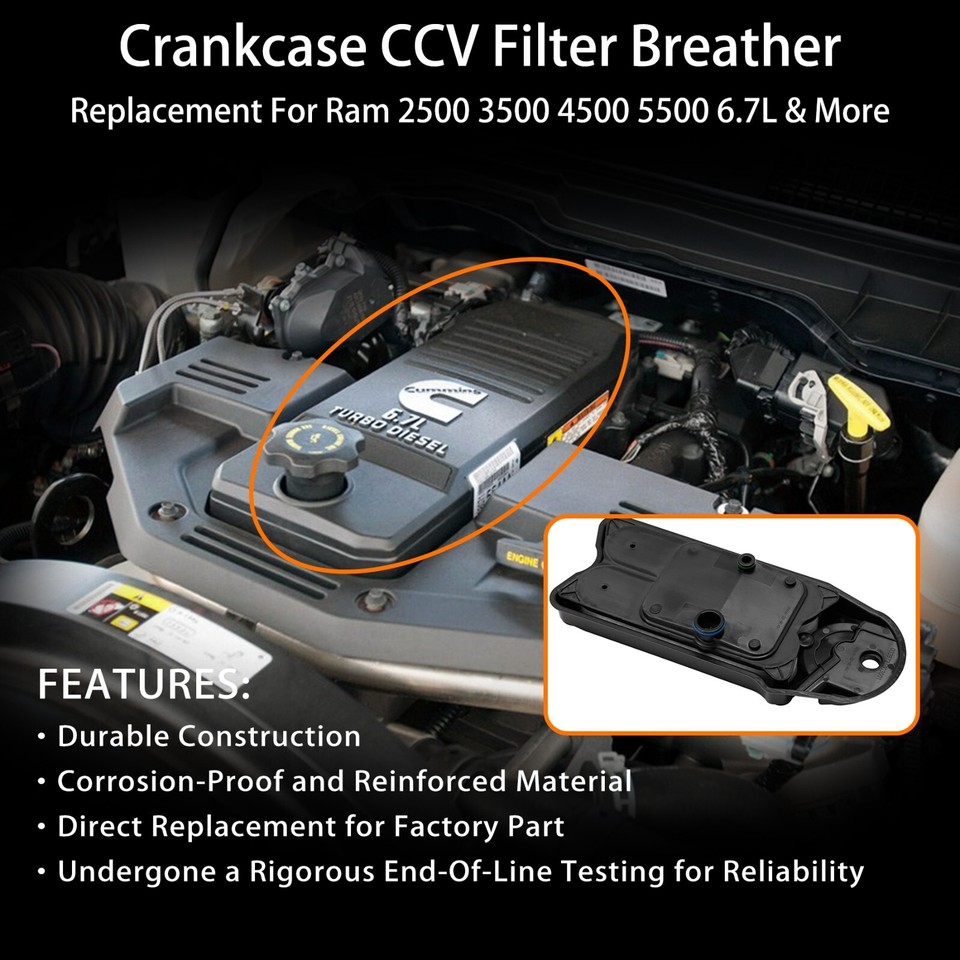 CV52001 Crankcase CCV Filter Breather Vent for Ram 2500 3500 4500 6.7L ...