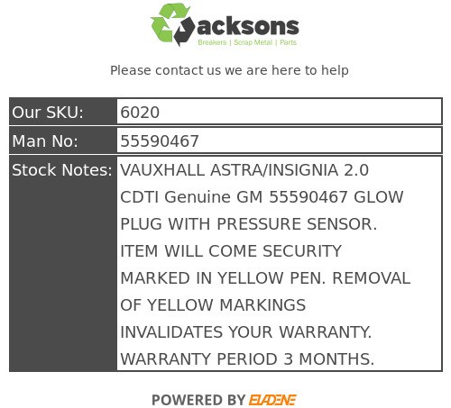 VAUXHALL INSIGNIA / ASTRA 2.0L GLOW PLUG WITH PRESSURE SENSOR TESTED ...