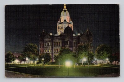 Denton Texas County Court House at Night Vintage Postcard 5D-G | eBay
