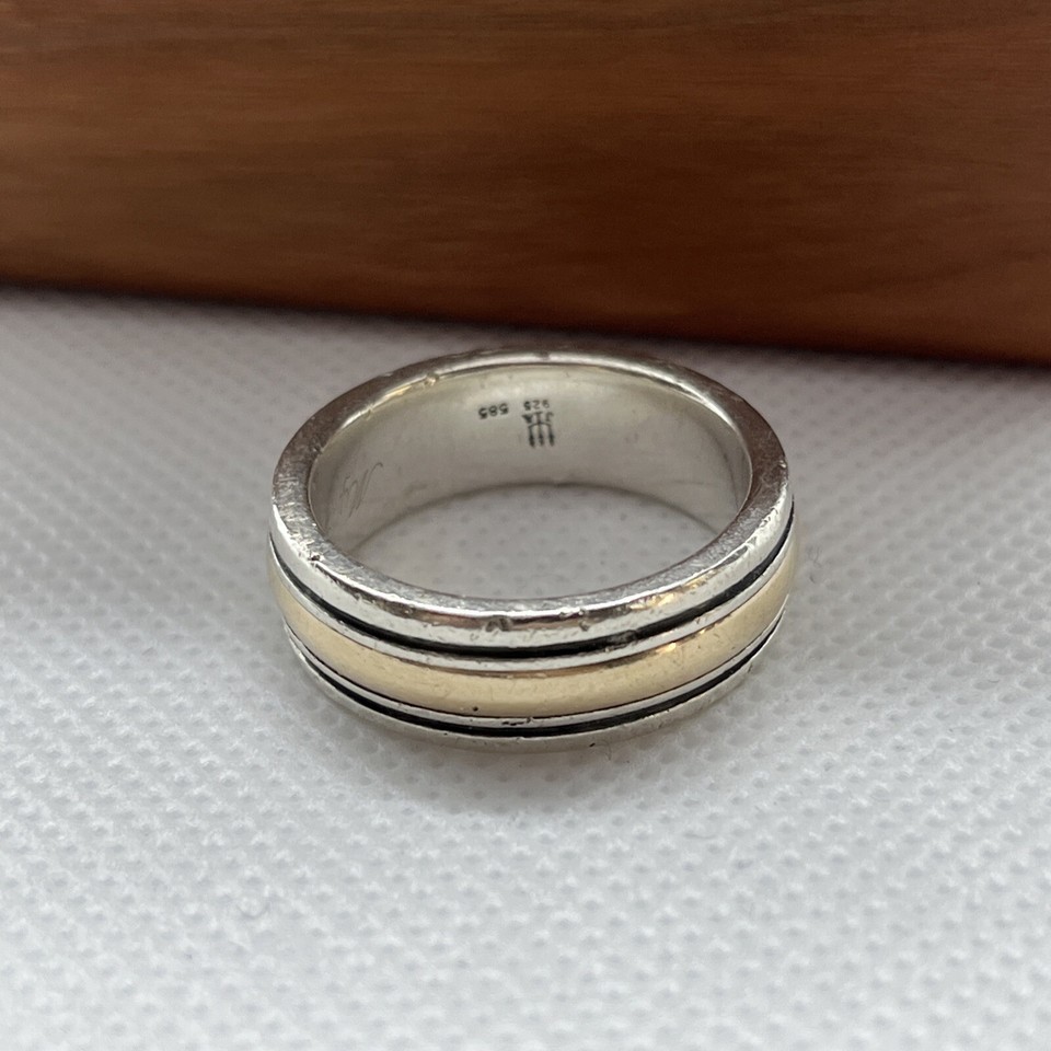 James Avery Sterling Silver & 14K Gold SIMPLICITY WEDDING BAND RING ...
