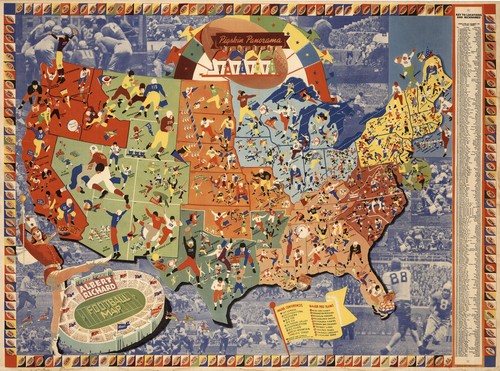 Vintage Albert Richard US Football Map College Pros Vintage Wall Art ...