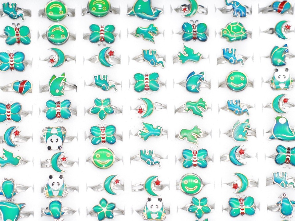 Bulk 30 Cute Cartoon Animal Mood Ring Adjustable Child Gift Change ...