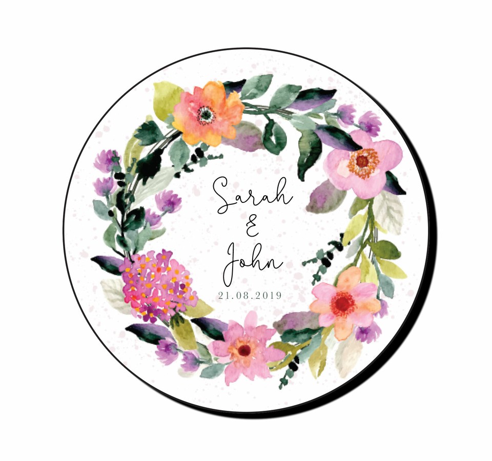 Personalised Stickers Wedding Stickers Wedding Favour Labels Floral 16 ...