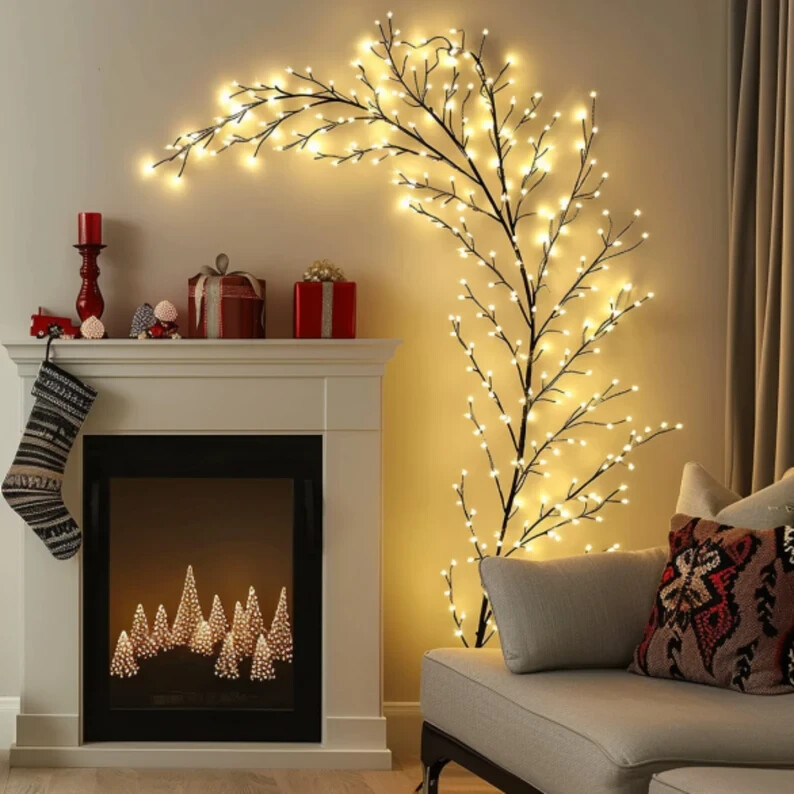 Willow Vine Branch String Lights, 144LED USB Powered, 7-setting lights ...