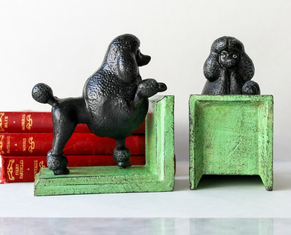 Vintage Poodle Bookends Cast Iron Distressed Style | eBay