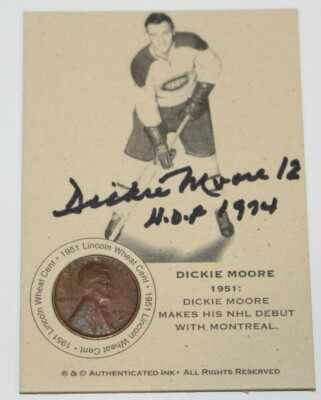 DICKIE MOORE SIGNED AUTHENTICATED INK TRADING CARD MONTREAL CANADIENS ...