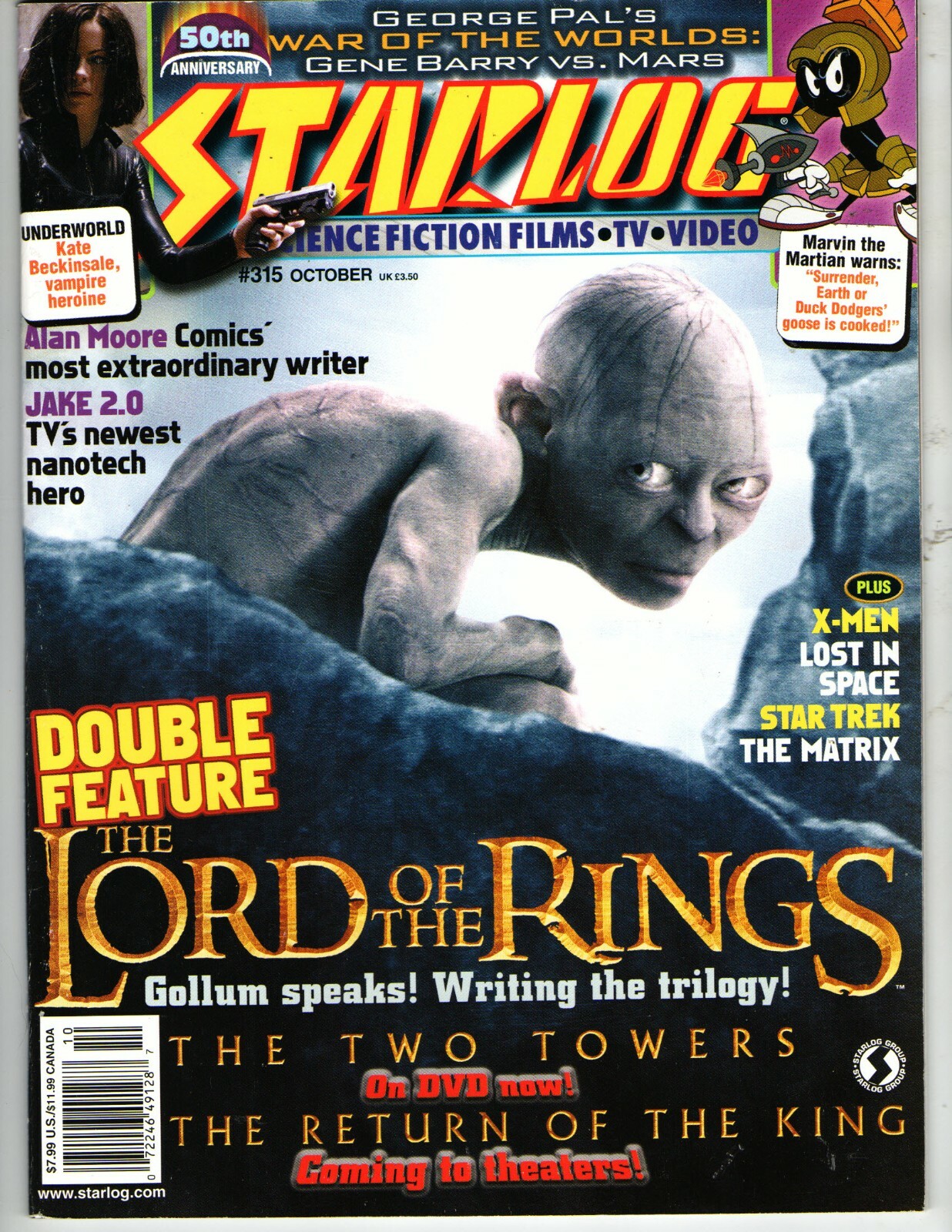 STARLOG MAGAZINE #315 OCTOBER 2003 LORD OF THE RINGS TWO TOWERS RETURN ...