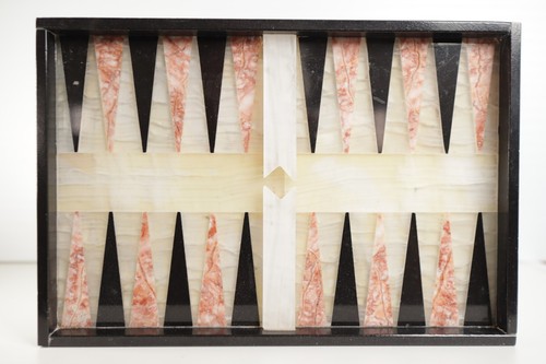 Vintage Small Backgammon Set, Marble and/or Onyx, Black and Rose Color ...