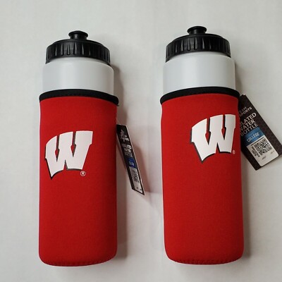 NWT Wisconsin Badgers 9 Inch Insulated Water Bottles Set Of 2 Pop Tops ...