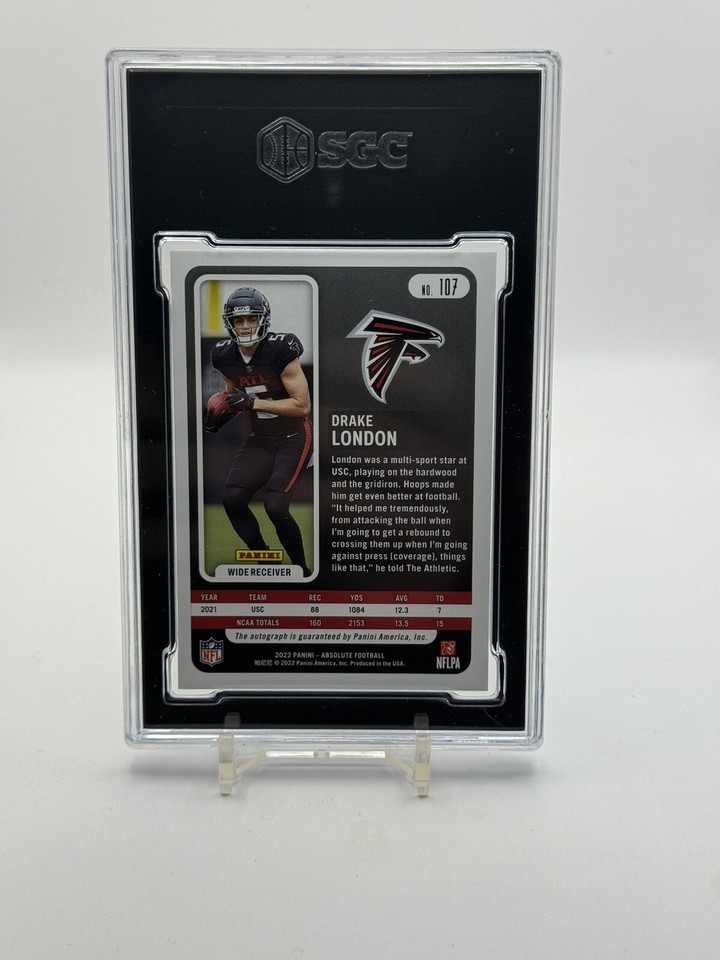 2022 Panini Absolute 107 Drake London Autograph Spectrum Green 14/15 ...