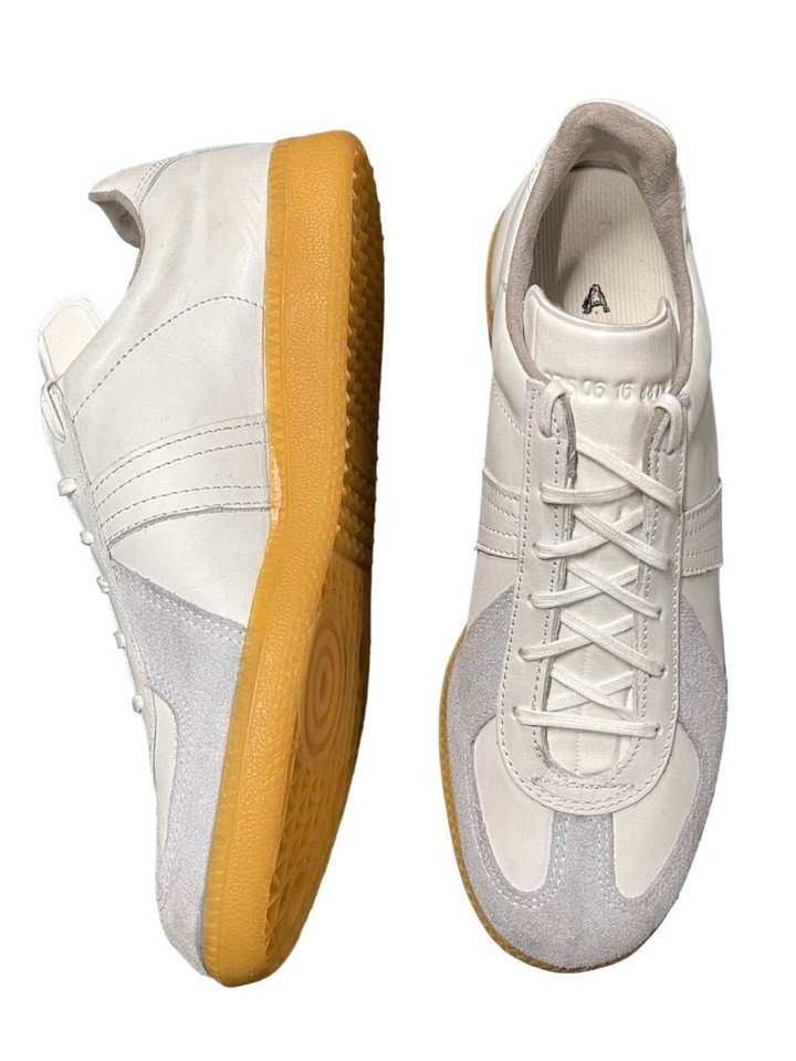 GENUINE German Army Bundeswehr Vintage Leather Trainers White | eBay