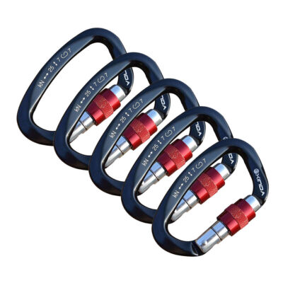 5pcs 25KN Screw Locking CARABINER / KARABINER Rock Climbing Tree ...