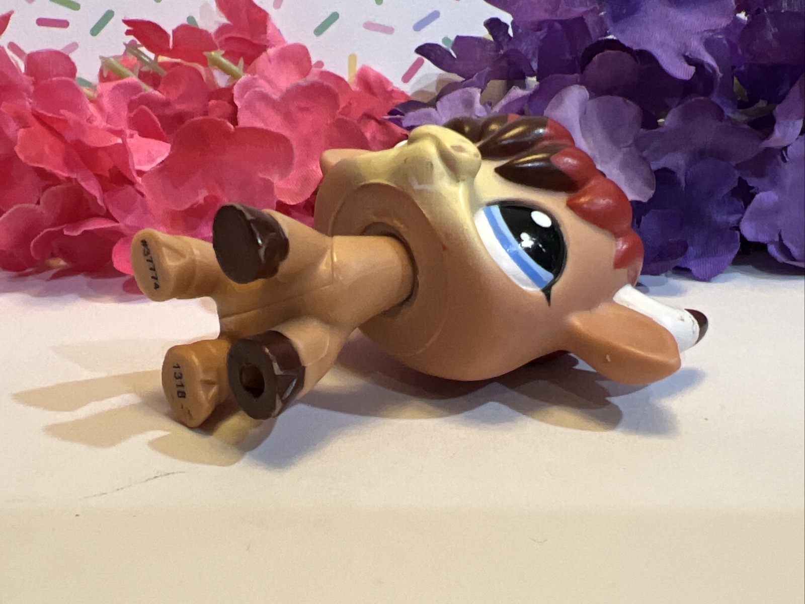 Littlest Pet Shop LPS Authentic 2522 Cinnamon Brown Red Bull Cow Blue ...