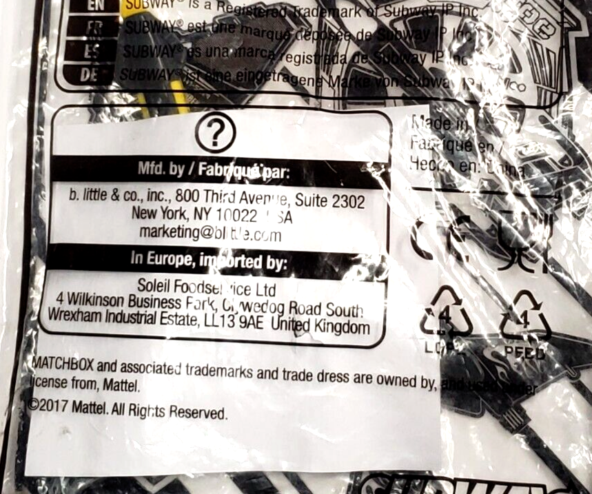 Subway Kids Meal Toy Sky Busters Subsonic Interceptor Matchbox Mattel ...