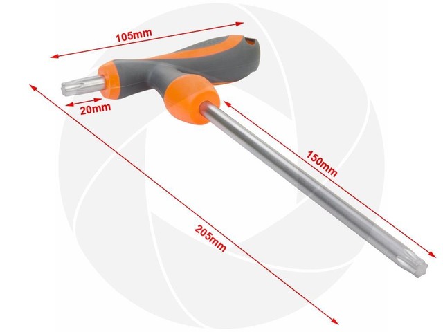 T40 T-Handle Torx Torque Solid 6 Point Star Key CRV TPR Long ...