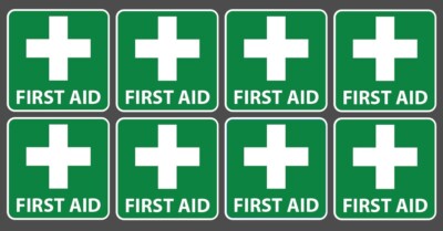 8pcs First Aid Workplace Safety Sign OHS WHS 3m waterproof Vinyl 100mm ...
