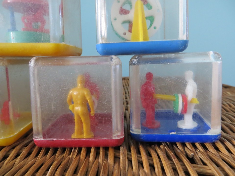 10 Vintage 1960's Baby Rattle Blocks Child Toy Clear/Primary Colors ...