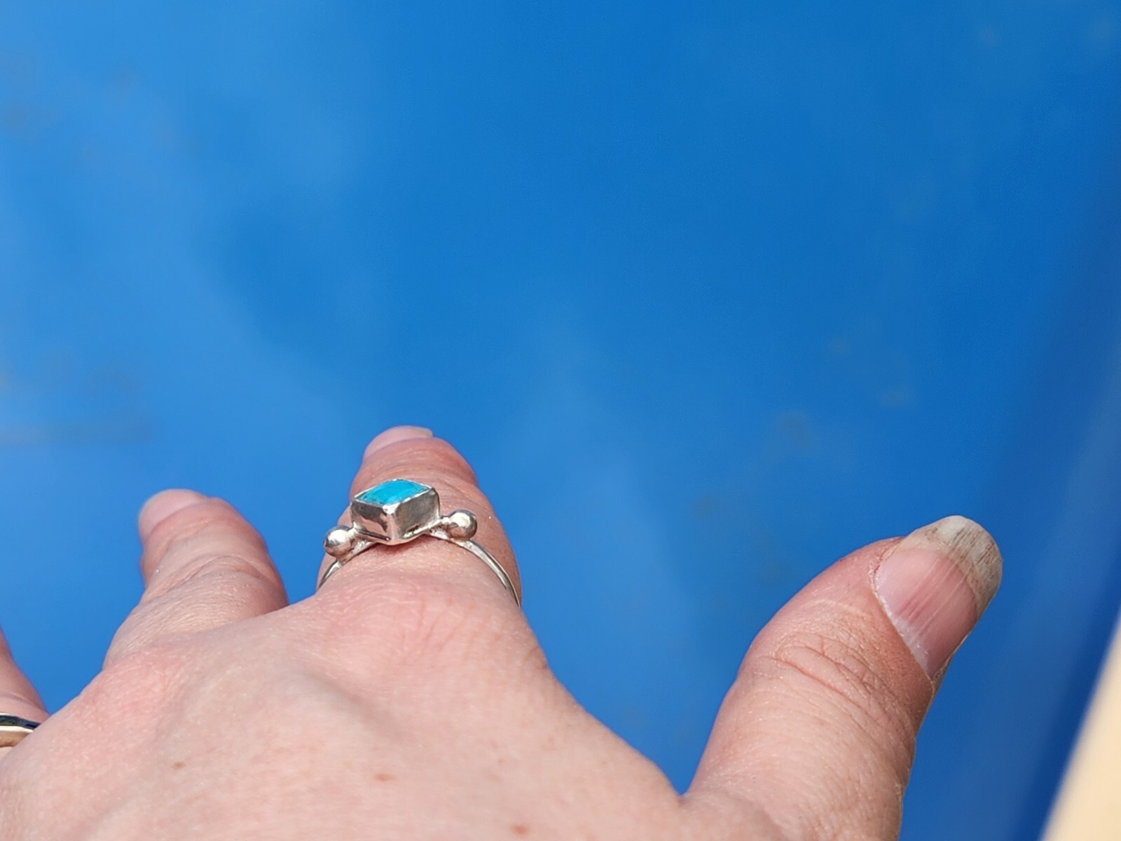 Arizona Turquoise Blue Square Sterling Silver 925 ring Jewellery Size 8 ...