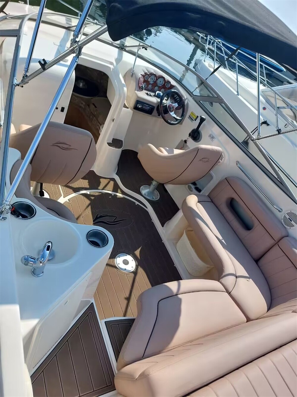 2004 Rinker 232 Swim Platform Cockpit Pad Boat EVA Foam Faux Teak Deck ...