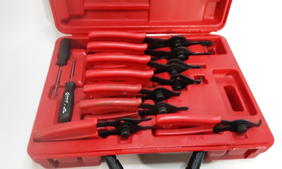Sunex Tools 11 Piece Snap Ring Plier Set Very Little use. ID & OD. Case ...
