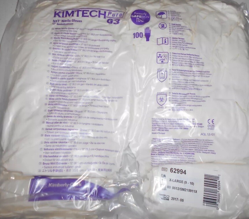 KIMTECH Pure G3 NXT Nitrile 12" Ambidextrous XL Gloves 100 Pack 62994 ...