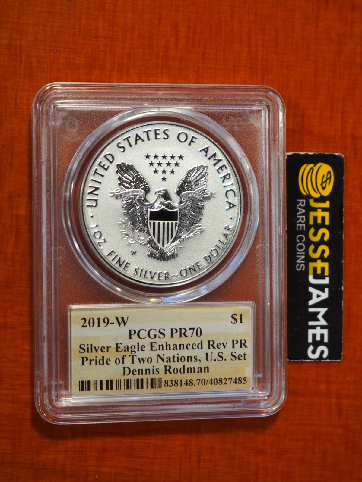 2019 W ENHANCED REVERSE PROOF SILVER EAGLE PCGS PR70 DENNIS RODMAN ...