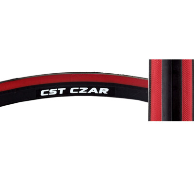 CST Czar Comp Tire Black Red 650x23c Clincher Road Race Fixed Gear Bike ...