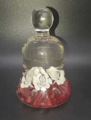 Large Vintage * Bell Shaped Clear White and Red * Glass Paperweight | eBay