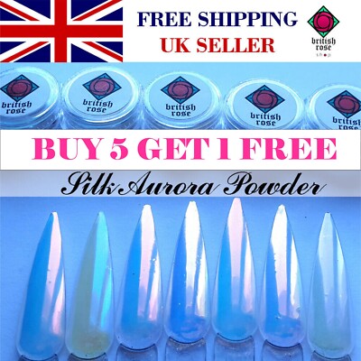 Silk AURORA CHROME POWDER NAIL AB Dust BIAB MIRROR Effect RAINBOW UK ...